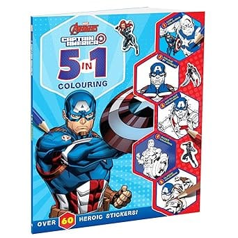 Marvel Captain America 5-in-1 Colouring Book | Stickers, Coloring ...